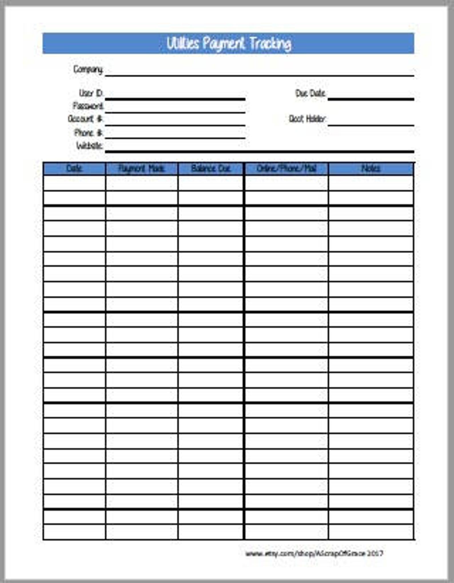 Utilities Payment Tracker PRINTABLE for BIG Happy Planner or 3-ring ...