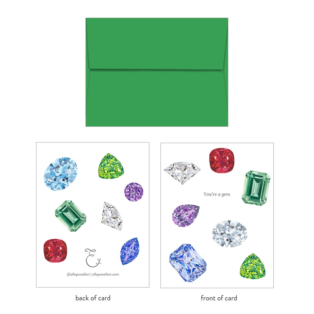 Appreciation Card, You're A Gem Card, Valentine’s Day Card, Blank ...