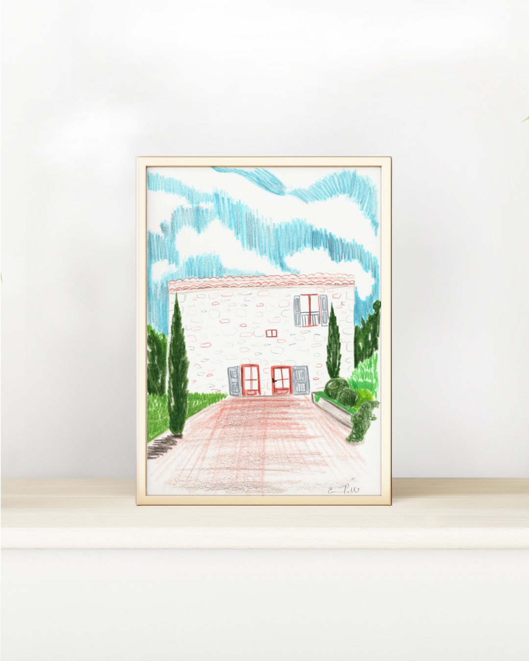 France Souvenir, Provence Travel Art, Original Art Pencil Drawing ...