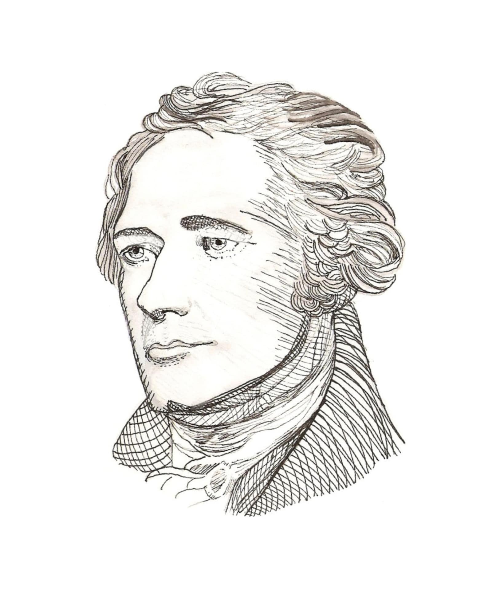 Hamilton Portrait Black and White Print - Etsy