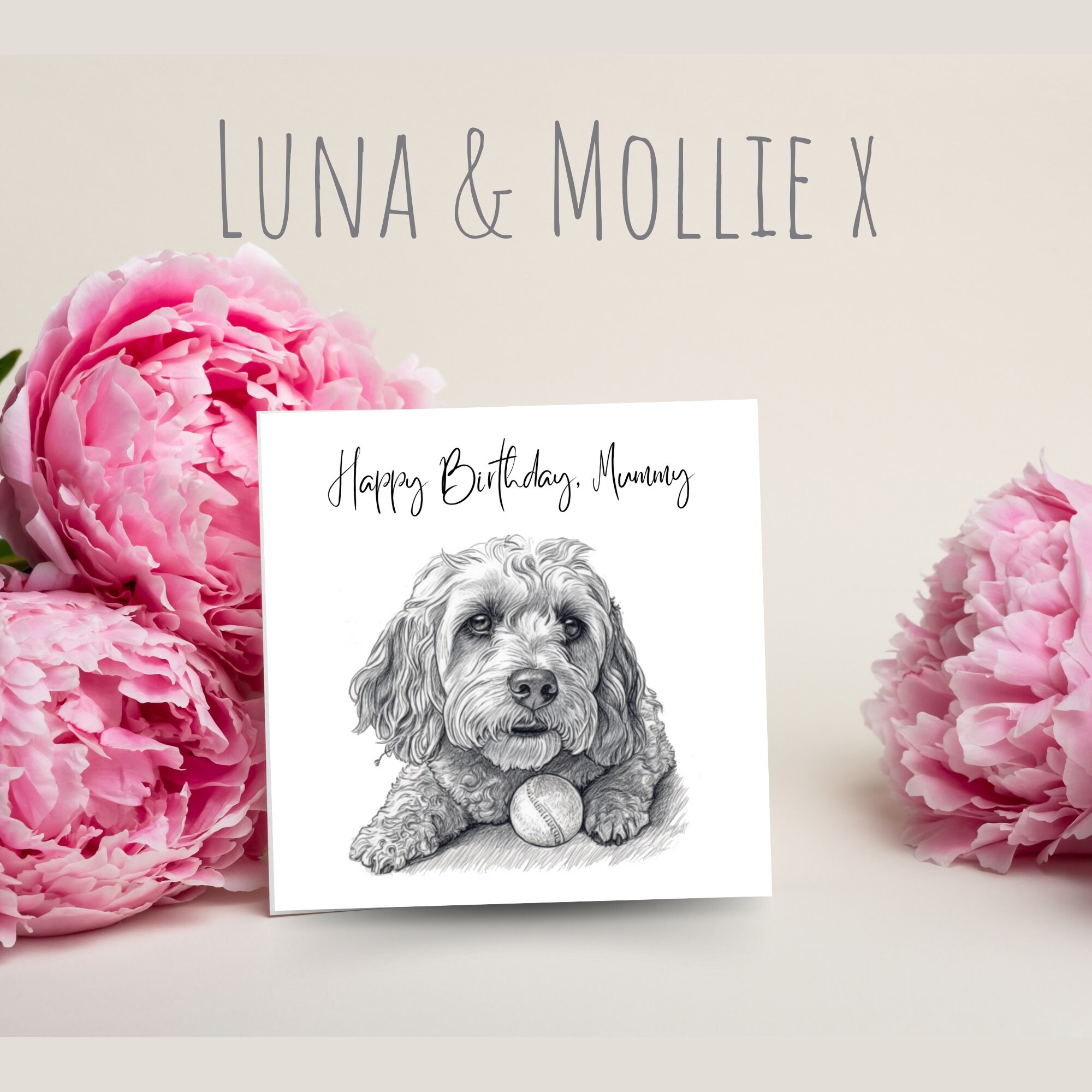 Cockapoo Personalised Greeting Card, Hand Made Spaniel Card, Birthday ...