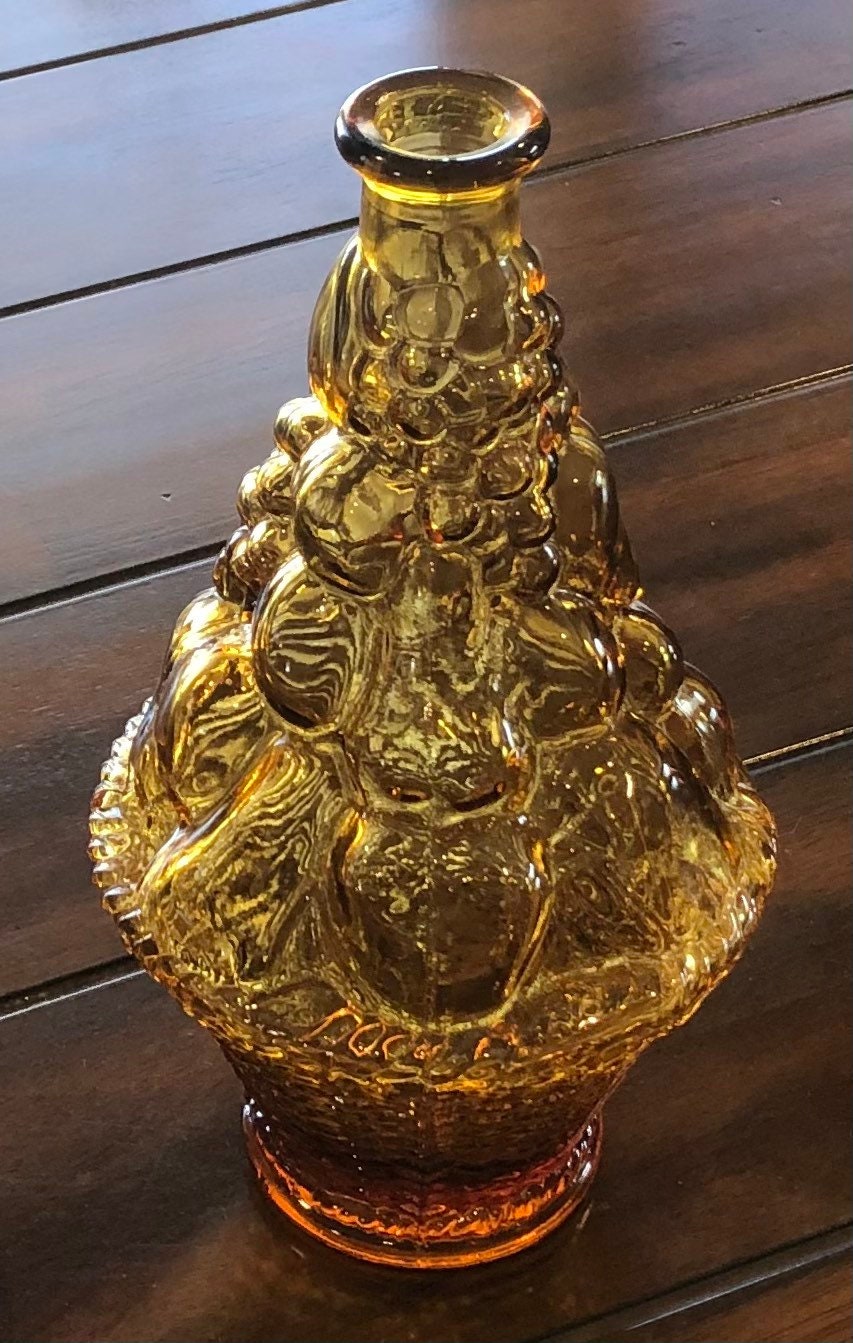 Vintage Collectible Amber Colored Glass Bottle. Made in | Etsy