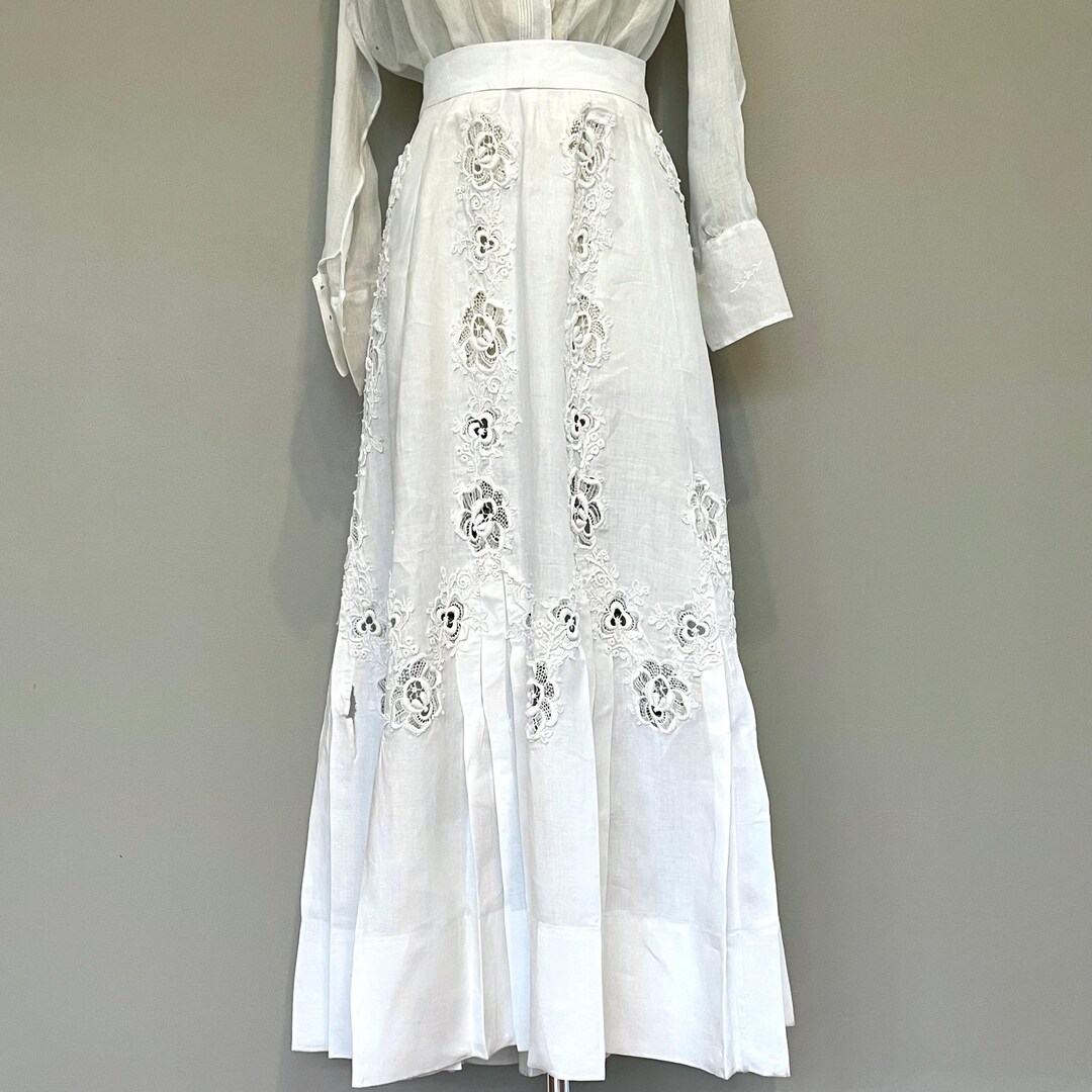 Medium, 1900s Skirt, Linen Skirt, Edwardian Victorian Walking Skirt ...