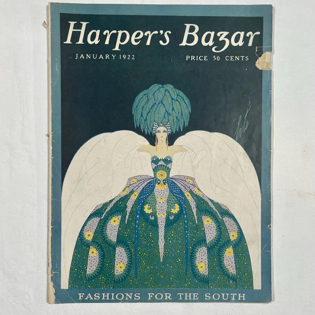 Harper’s Bazaar Magazine, ERTE’ Cover, January 1922, 104 Pages Complete ...