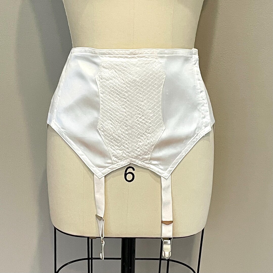 1960s Garter Belt & Tummy Smoother, Lingerie, White Satin Adonna, JC ...