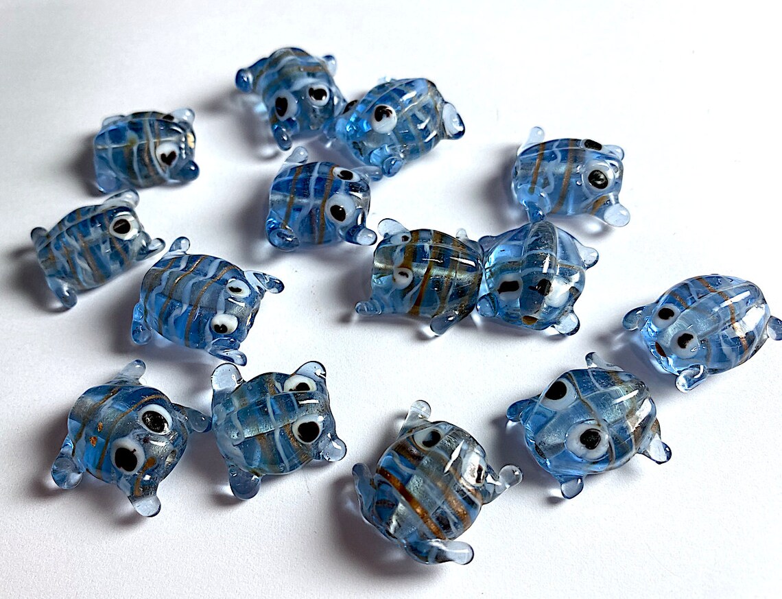 1 Vintage Handmade Translucent Light Sapphire Blue Glass Frogs ...