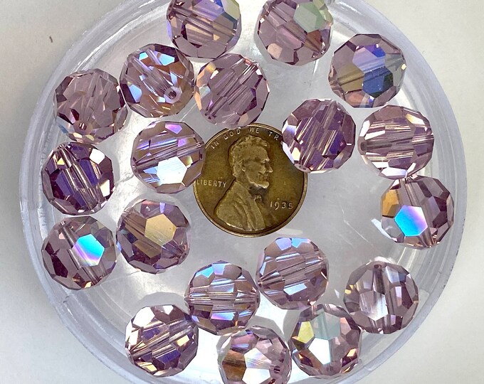 4 Rare Vintage Swarovski Art 5000 12mm Light Amethyst AB Crystal Beads ...