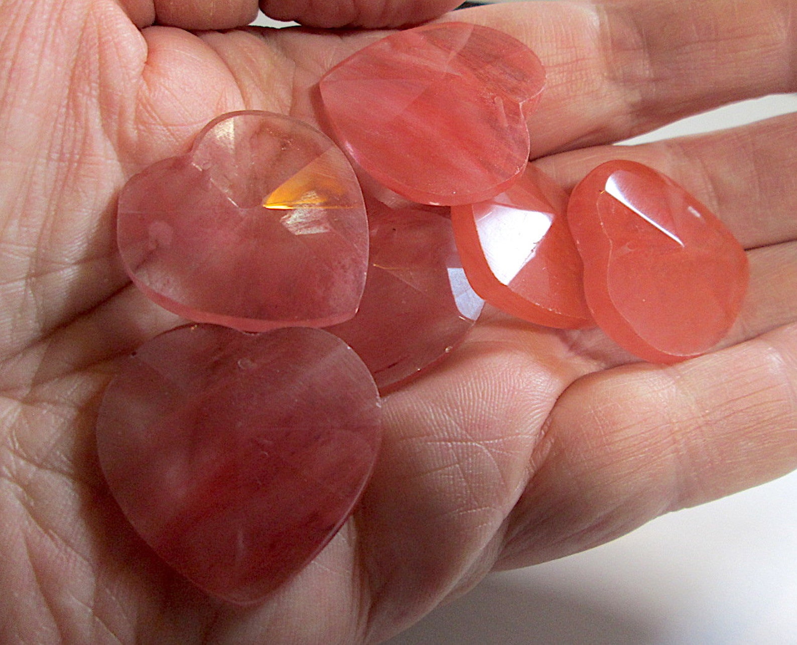 1 Large Facet Pink Striated Watermelom Stone Beads Semi - Etsy