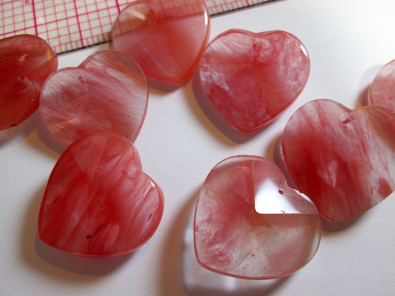 1 Large Facet Pink Striated Watermelom Stone Beads Semi - Etsy