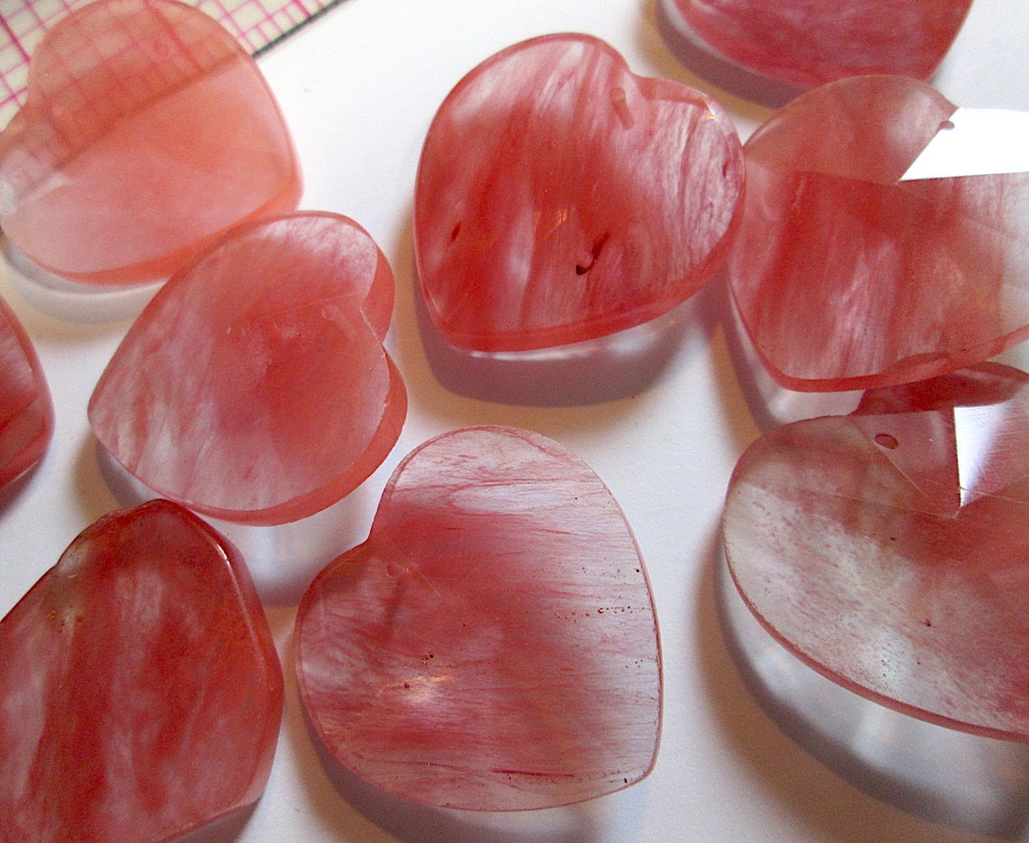 1 Large Facet Pink Striated Watermelom Stone Beads Semi - Etsy