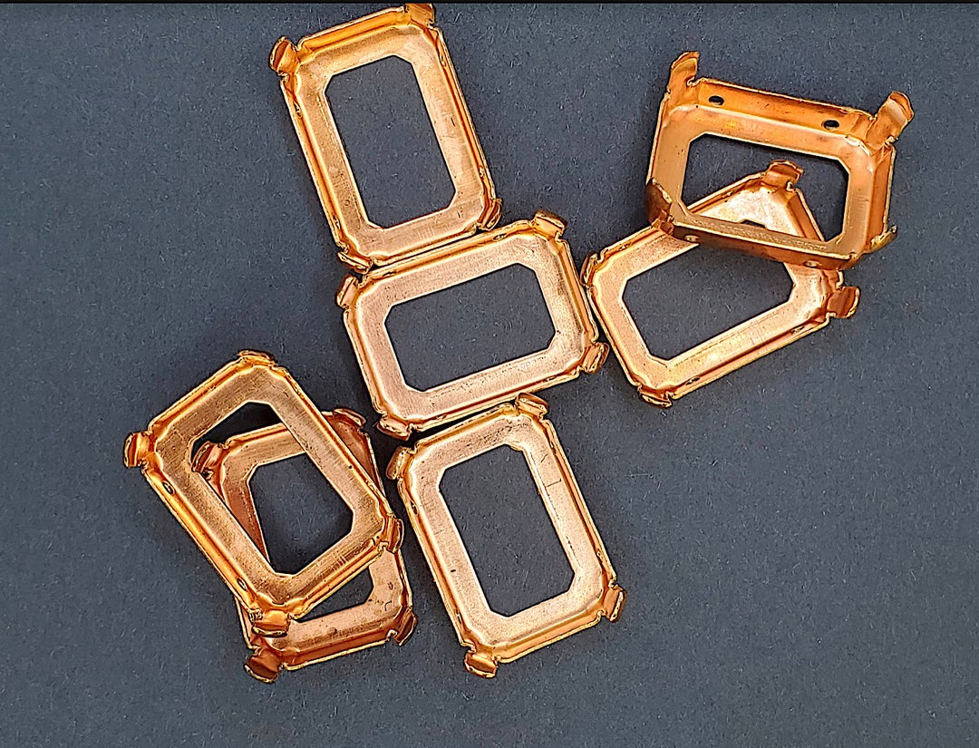 6 Vintage Copper Prong Settings, 25x18mm Oval Mounts, 4-prong Bezel ...