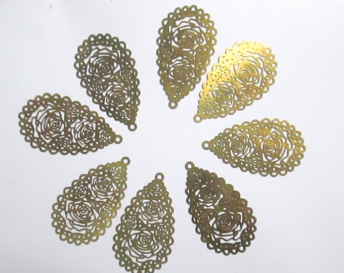 4 Large Filligree Roses, Cut Ours, 40mm, M2-18 - Etsy