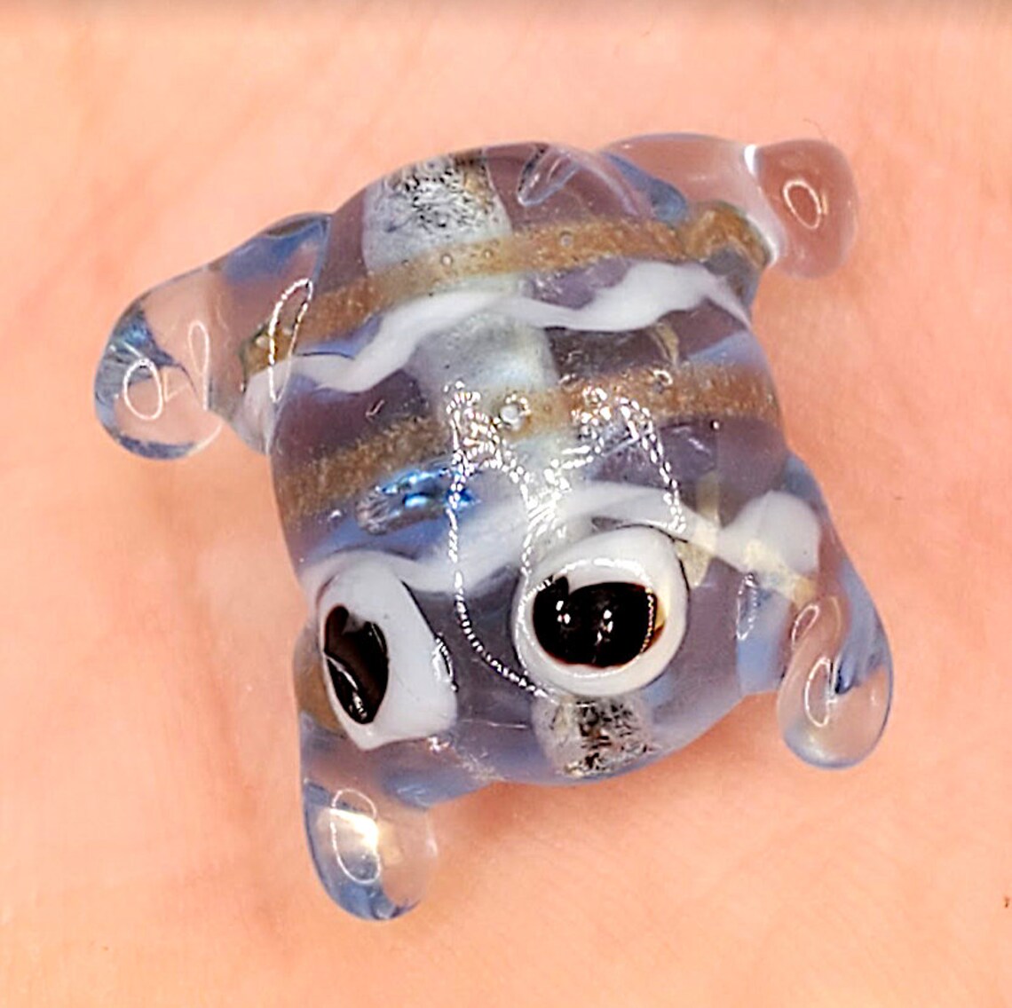 1 Vintage Handmade Translucent Light Sapphire Blue Glass Frogs ...
