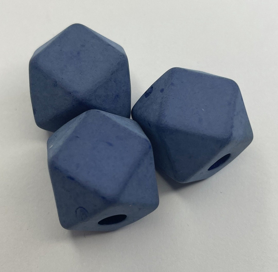 3 Vintage Matte Blue Acrylic Beads, Large With Large Hole,24mm, Z2-53 ...