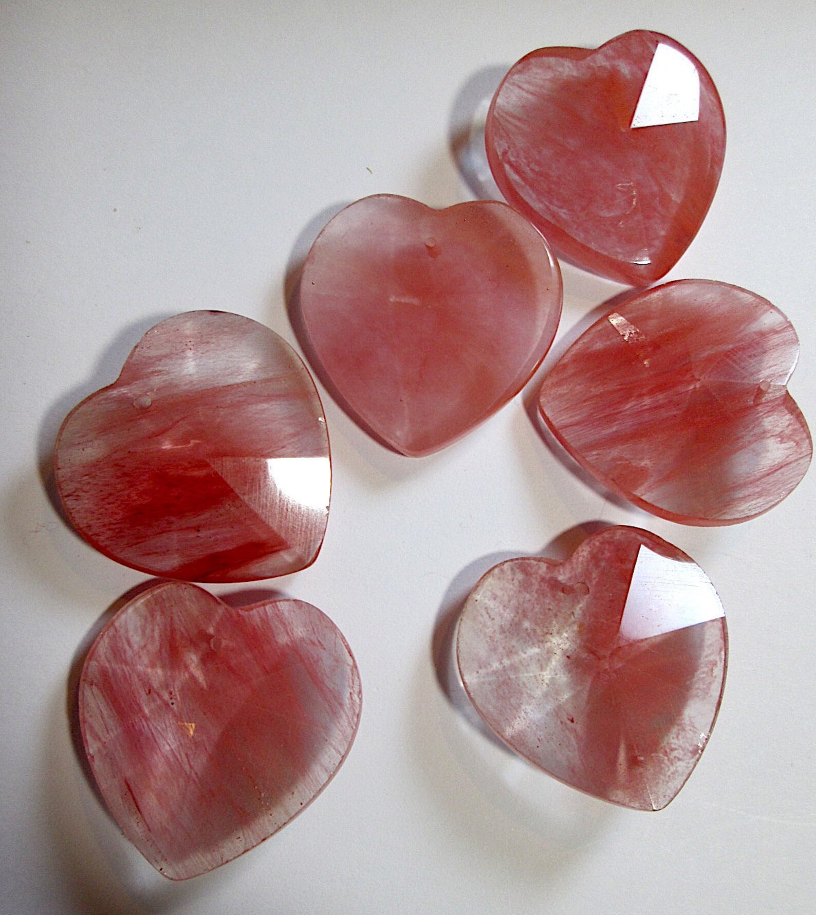 1 Large Facet Pink Striated Watermelom Stone Beads Semi | Etsy