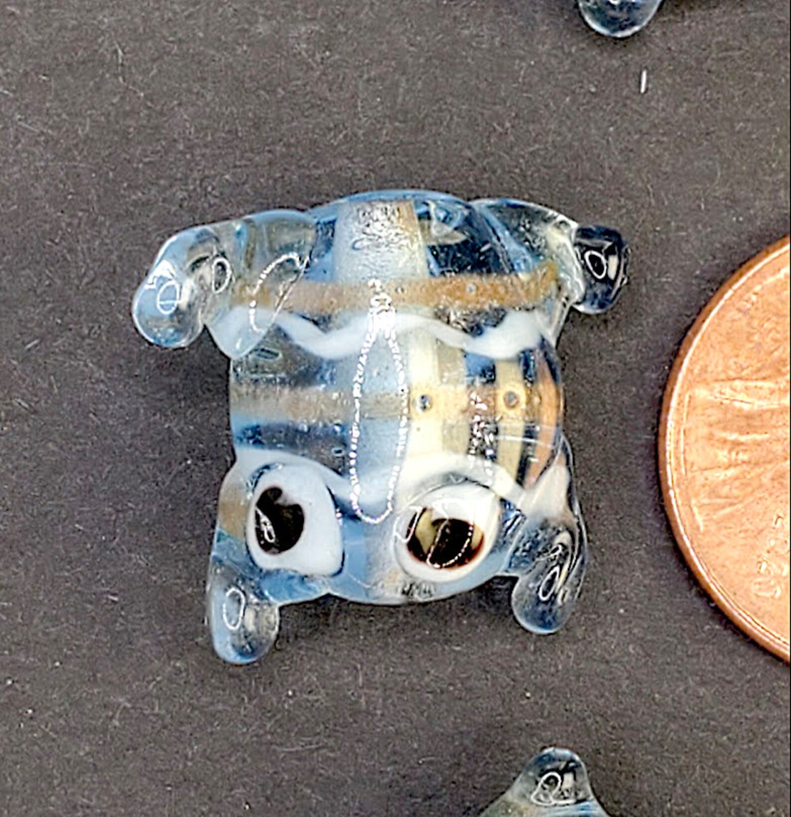 6 Vintage Handmade Translucent Light Sapphire Blue Glass Frogs ...