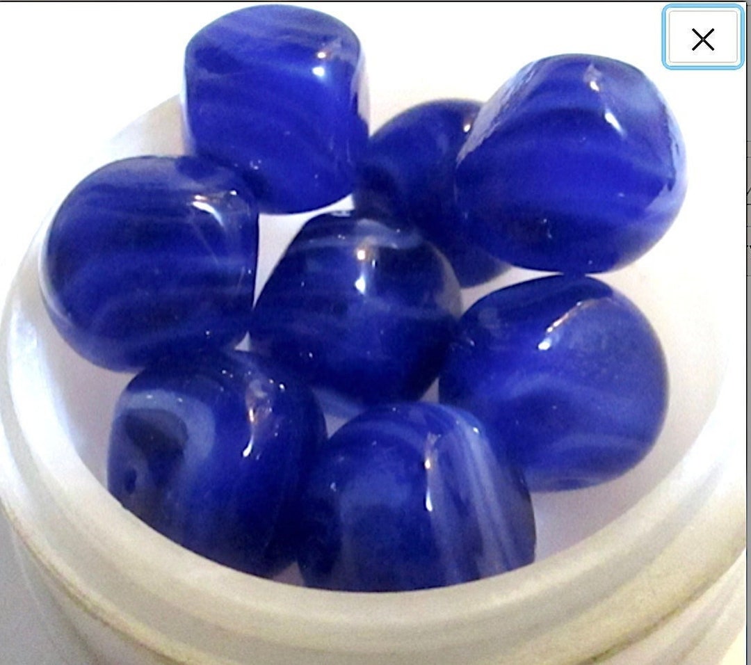 6 Large Vintage Translucent Cobalt Blue Swirled With White, Nugget ...