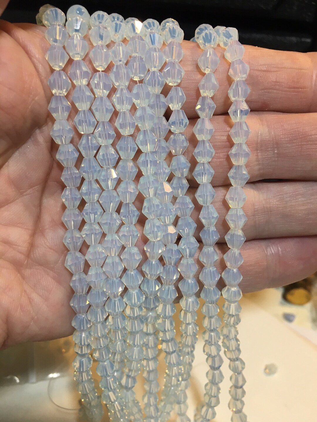 20 Opaline Glass Bi-cone Beads, 6mm D19-04 - Etsy