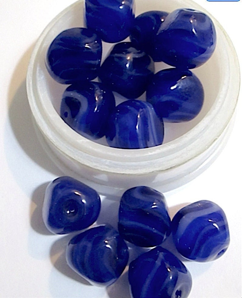 2 Large Vintage Translucent Cobalt Blue Swirled With White, Nugget ...