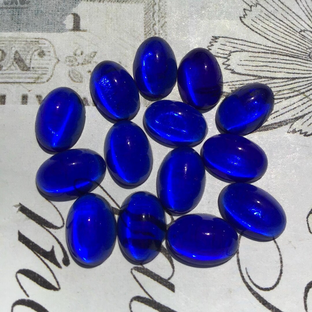 6 Vintage Translucent Cobalt Blue High Domed Cabochons, 12mm - Etsy