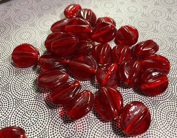 9 Vintage Large Translucent Ruby Red 4 Fin Handmade Melon | Etsy