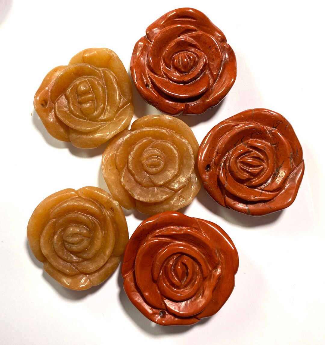 1 Hand Carved Stone Rose Pendant Maybe Jasper, C21-01 - Etsy