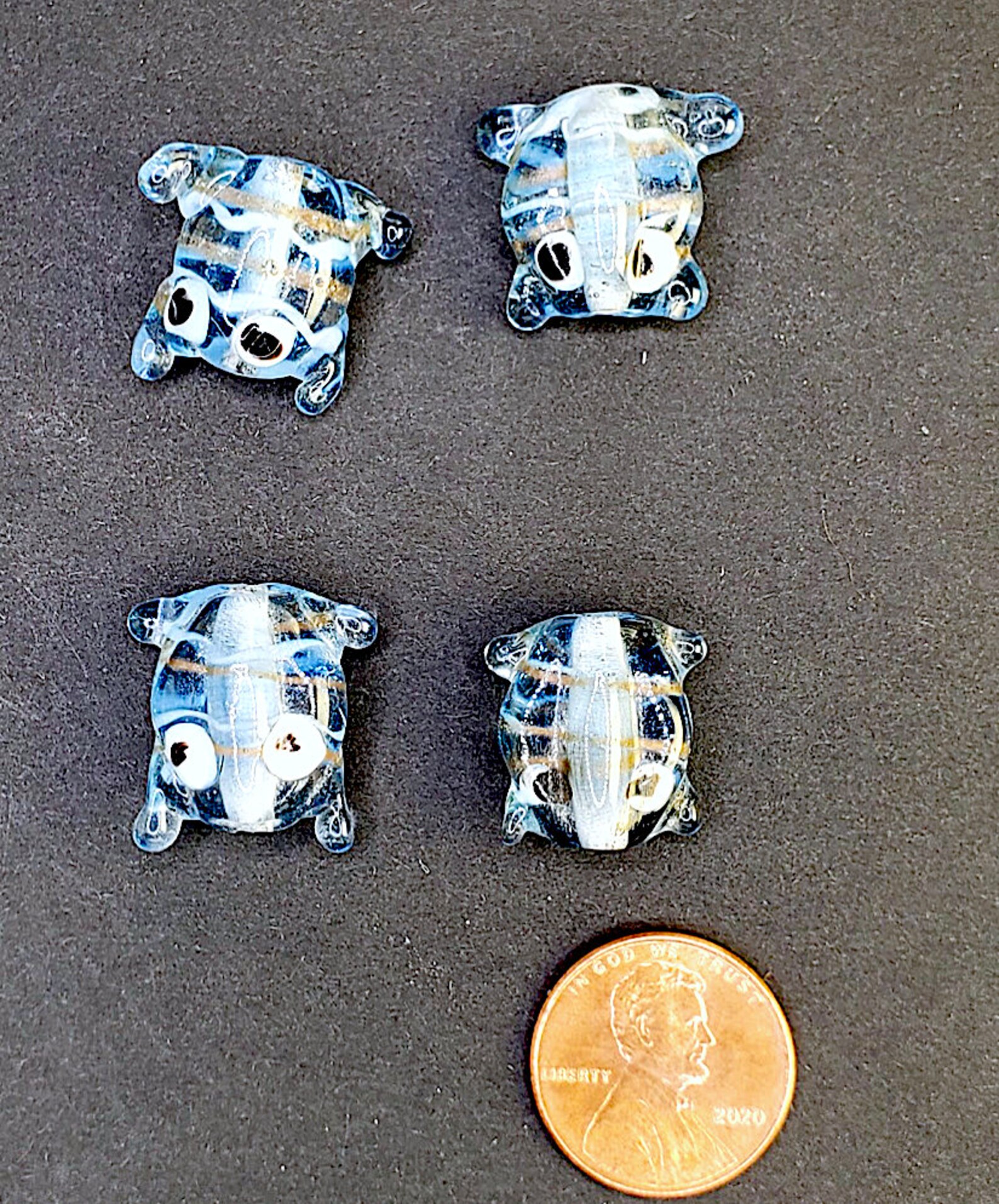 1 Vintage Handmade Translucent Light Sapphire Blue Glass Frogs ...