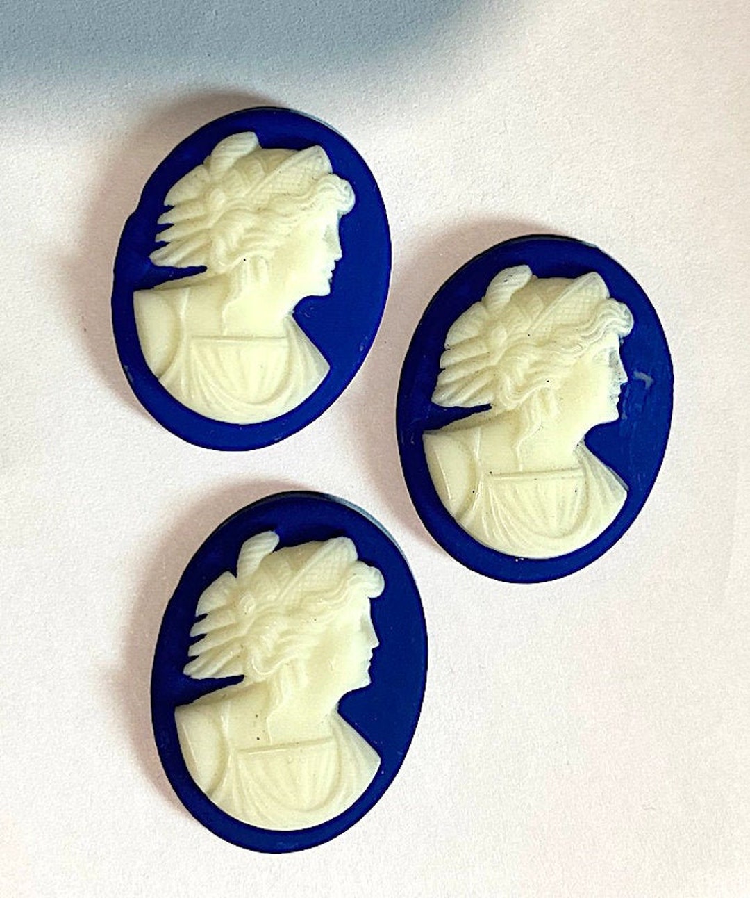 1 Vintage White Porcelain Cameos Profile of a Woman C16-02 - Etsy