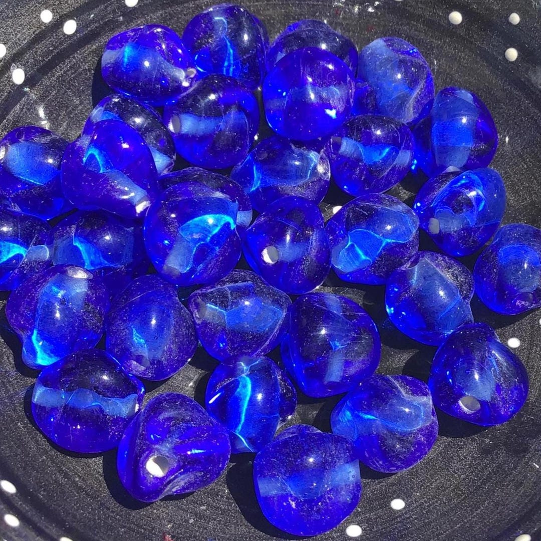 6 Vintage Cobalt Blue Glass Bulb Teardrop Beads, 13mm – Retro Jewelry ...