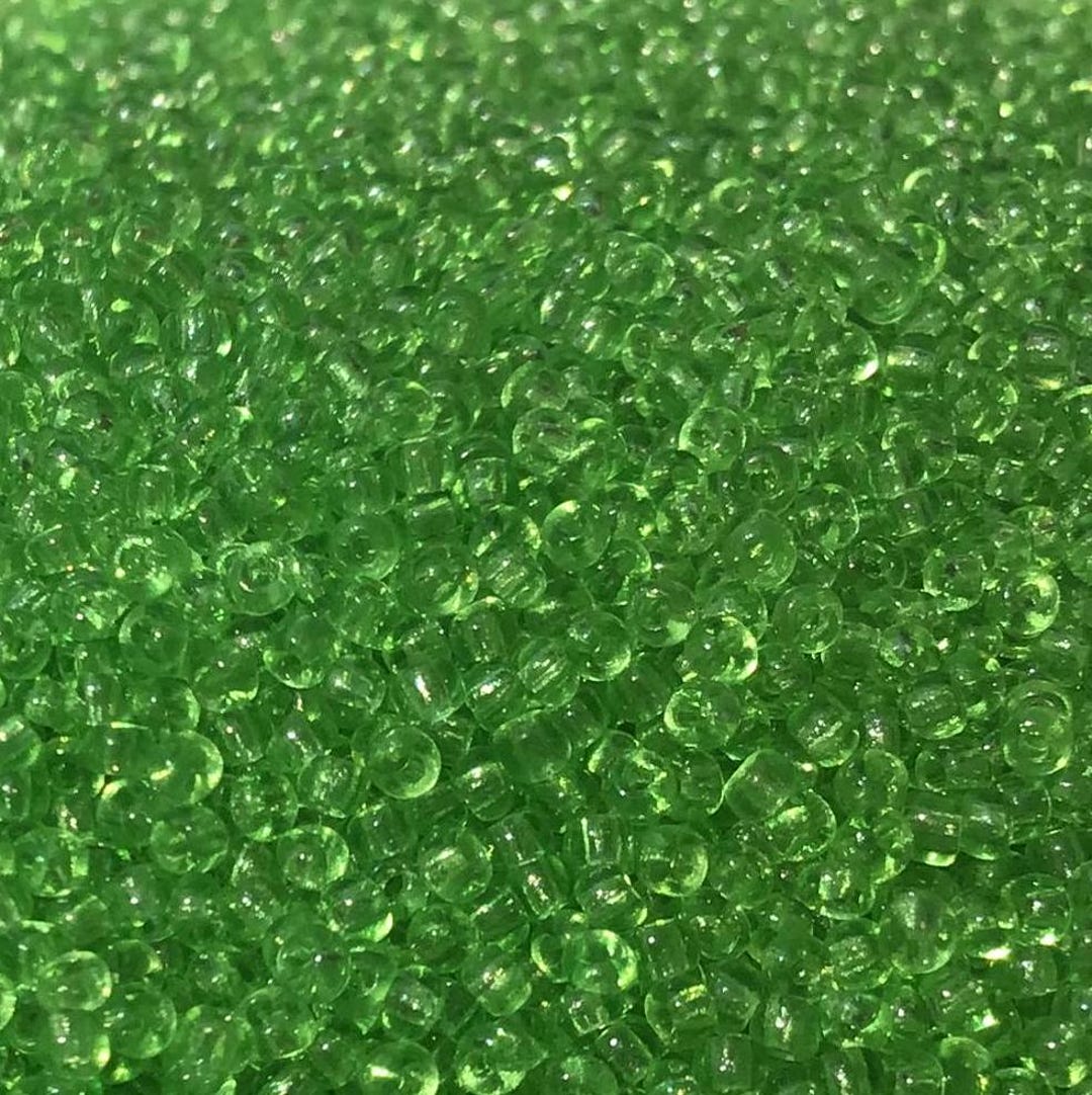 1.5g Translucent Lime Green Glass Micro Seed Beads, 1mm Tiny Czech ...