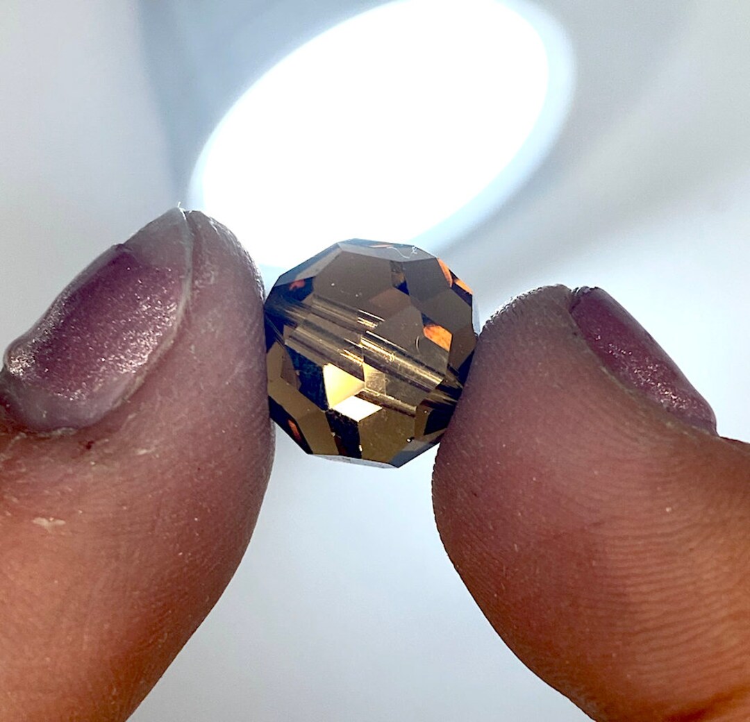 6 Rare Vintage Swarovski Art 5000 12mm Smoked Topaz, AB Crystal Beads, Round Crystal Beads ...