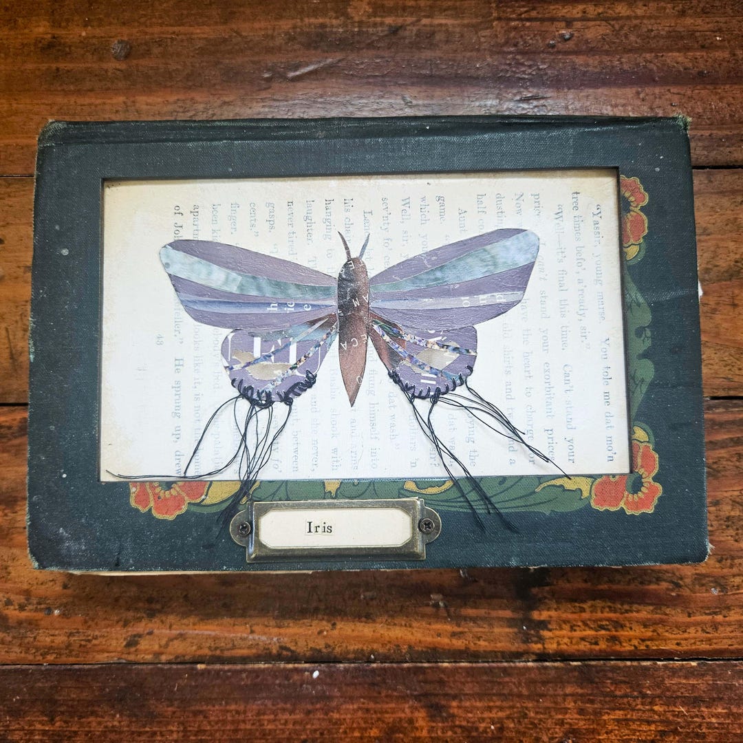 Upcycled Book Art | Butterfly Moth Collage, Literary Decor - Etsy