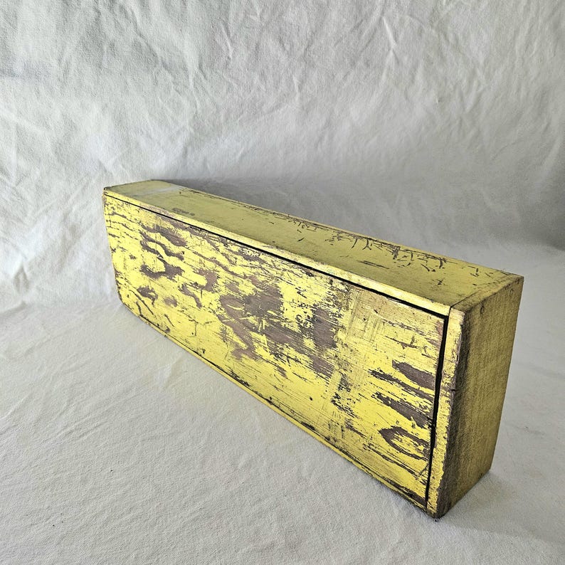 Rustic Vintage Wooden Yellow Painted Box W Shelves/cubbies - Etsy
