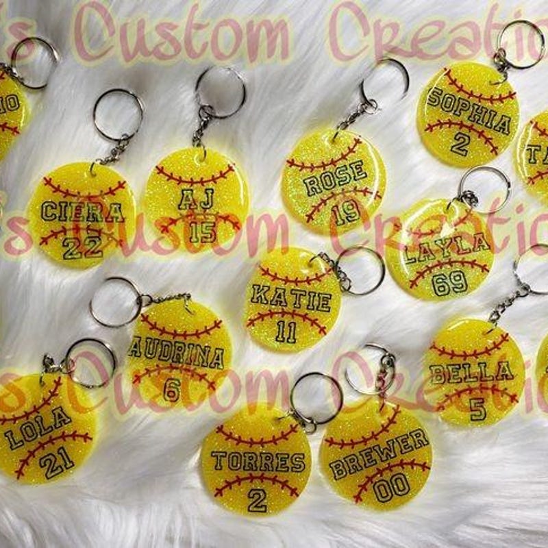 Softball Keychain - Etsy