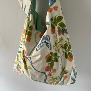 Large Tote Bag Made From Vintage Reworked Fabric Adjustable Bow ...