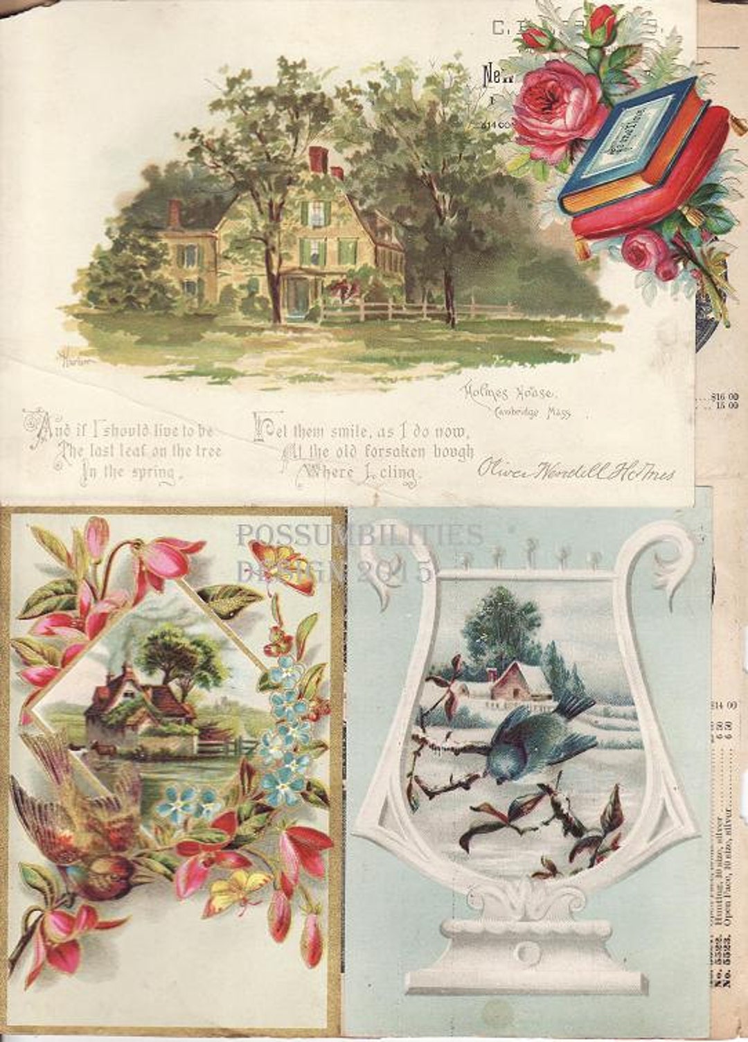 Vintage Victorian Scrapbook Page: Country Homes & Birds Collage ...
