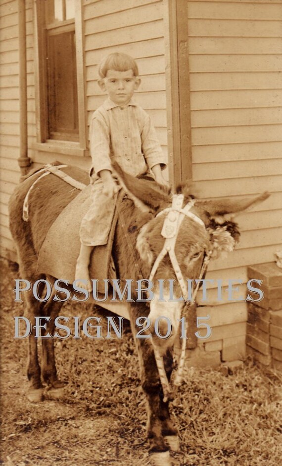 Vintage Child on a Mule Photo Colorful Collage Scrapbooking | Etsy