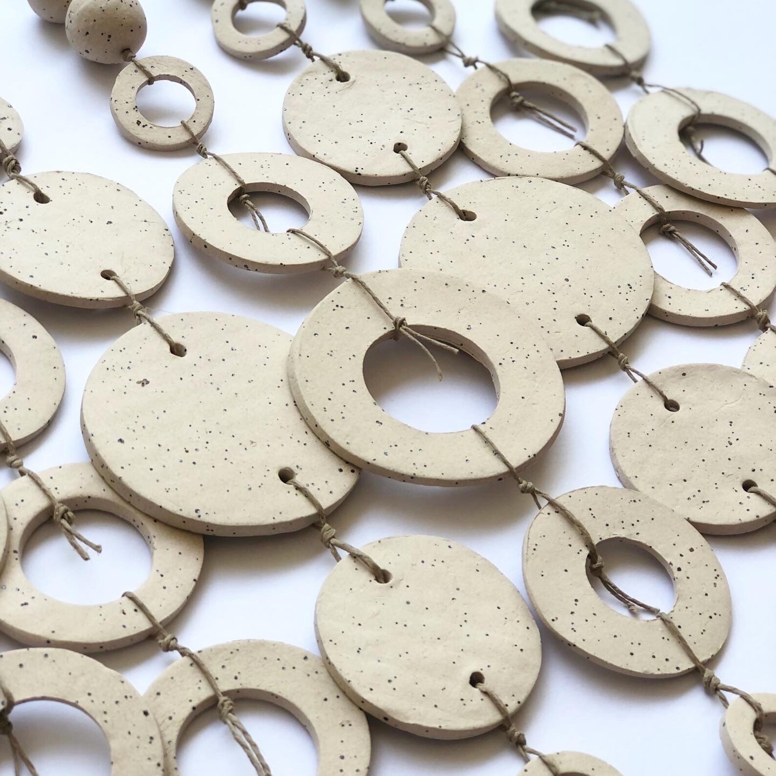 Ceramic Wall Hanging Clay Disks Unglazed clay body Hemp | Etsy