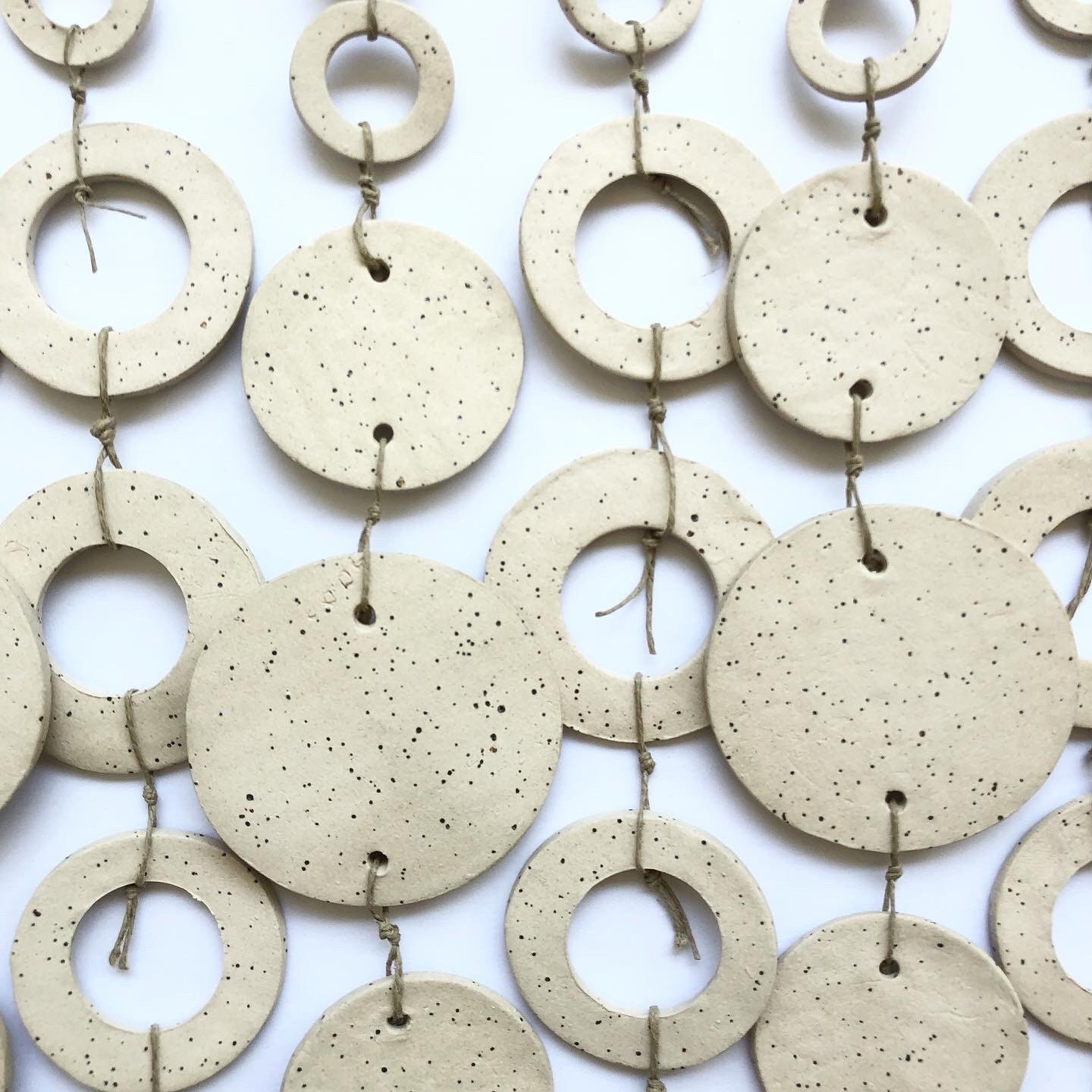 Ceramic Wall Hanging Clay Disks Unglazed clay body Hemp | Etsy