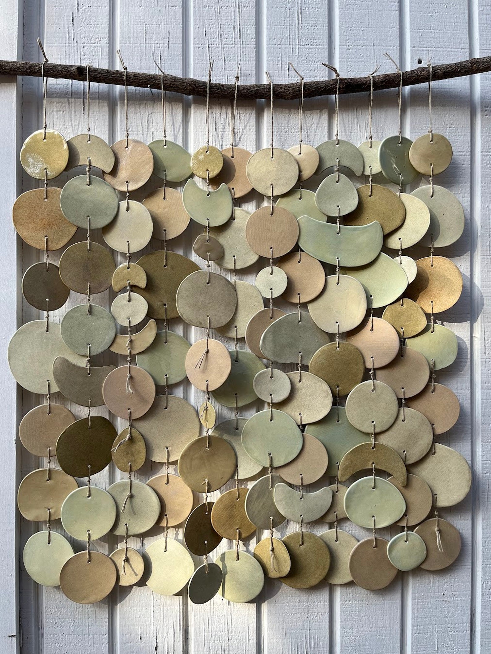 Ceramic Wall Hanging With Organic Shaped Disks, Mix of Earthy Warm ...