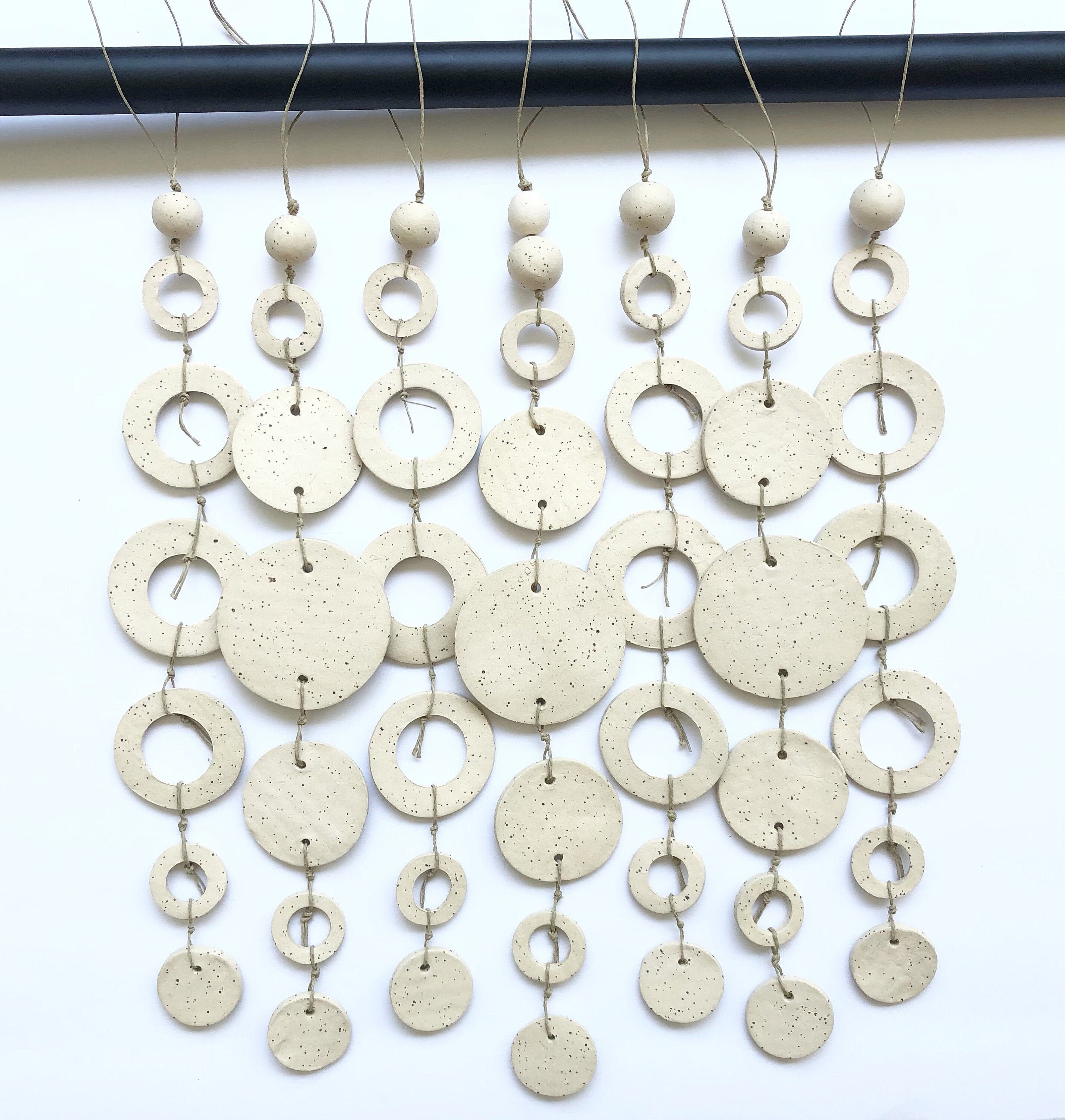 Ceramic Wall Hanging Clay Disks Unglazed clay body Hemp | Etsy