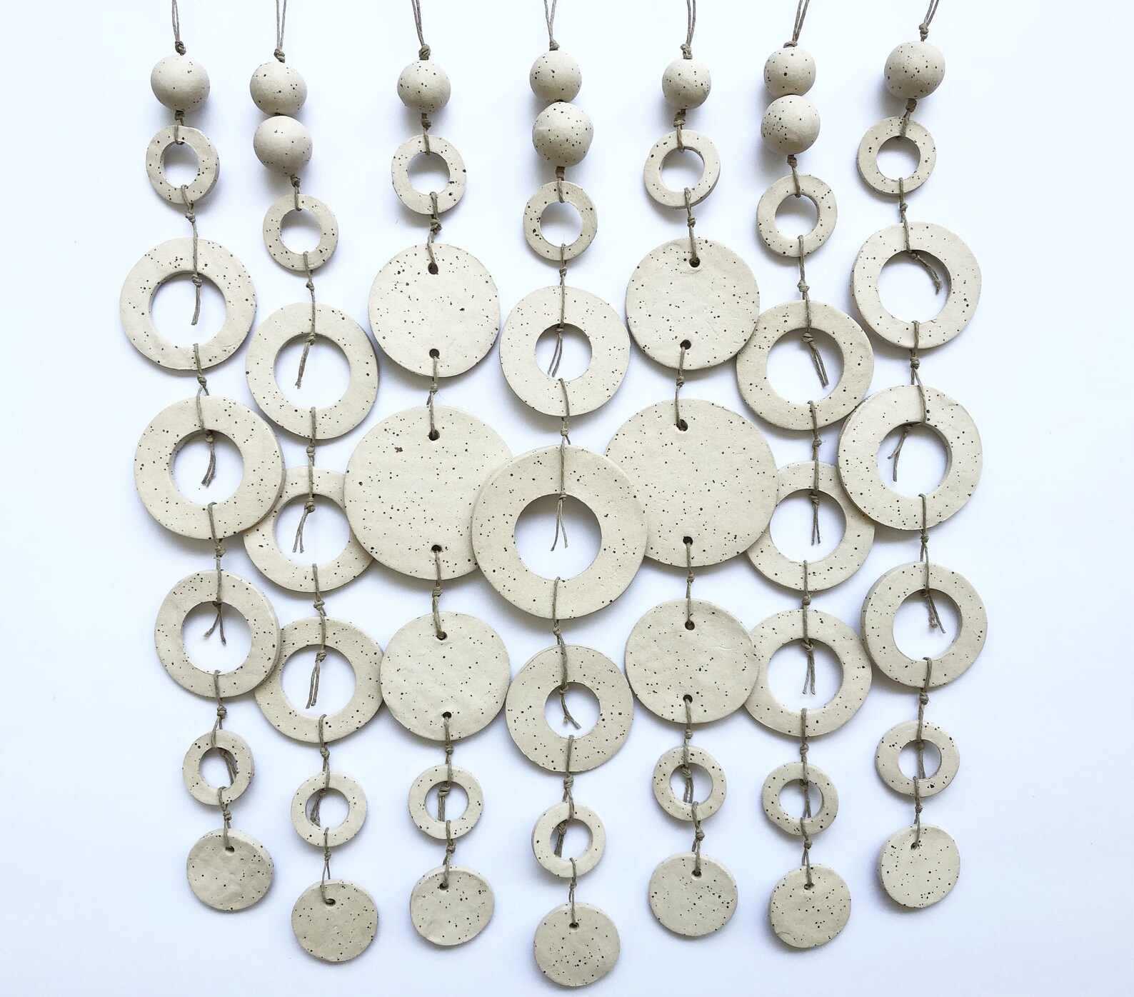 Ceramic Wall Hanging Clay Disks Unglazed clay body Hemp | Etsy