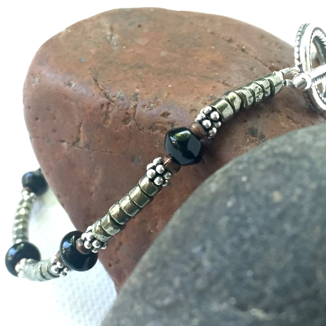 Mens Bracelet, Simple Mens Bracelet, Mens Pyrite Bracelet, Onyx ...