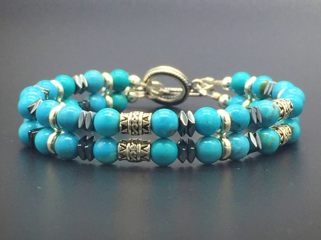 Mens Turquoise Bracelet, Mens Bracelet, Genuine Turquoise, Southwestern ...