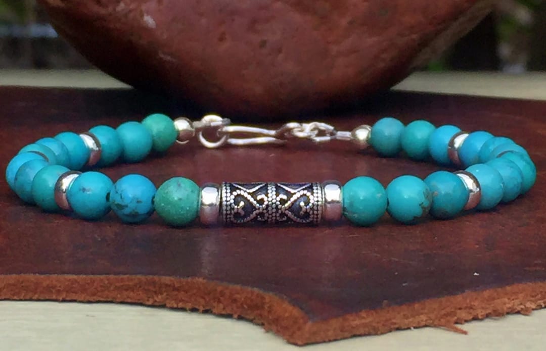 Mens Turquoise Bracelet, Mens Bracelet, Genuine Turquoise, Southwestern ...