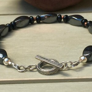 Mens Beaded Bracelet, Simple Mens Bracelet, Non Magnetic Hematite, Onyx ...