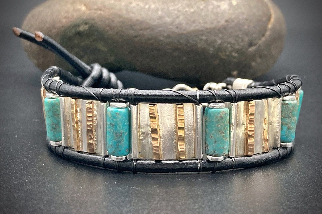 Mens Bracelet, Turquoise Jewelry, Mens Gifts, Gifts for Him, Leather ...