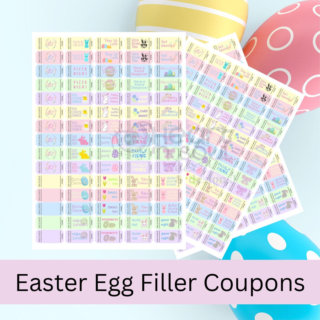 Easter Egg Filler Tokens | Easter Egg Coupons | Easter Egg Fillers ...