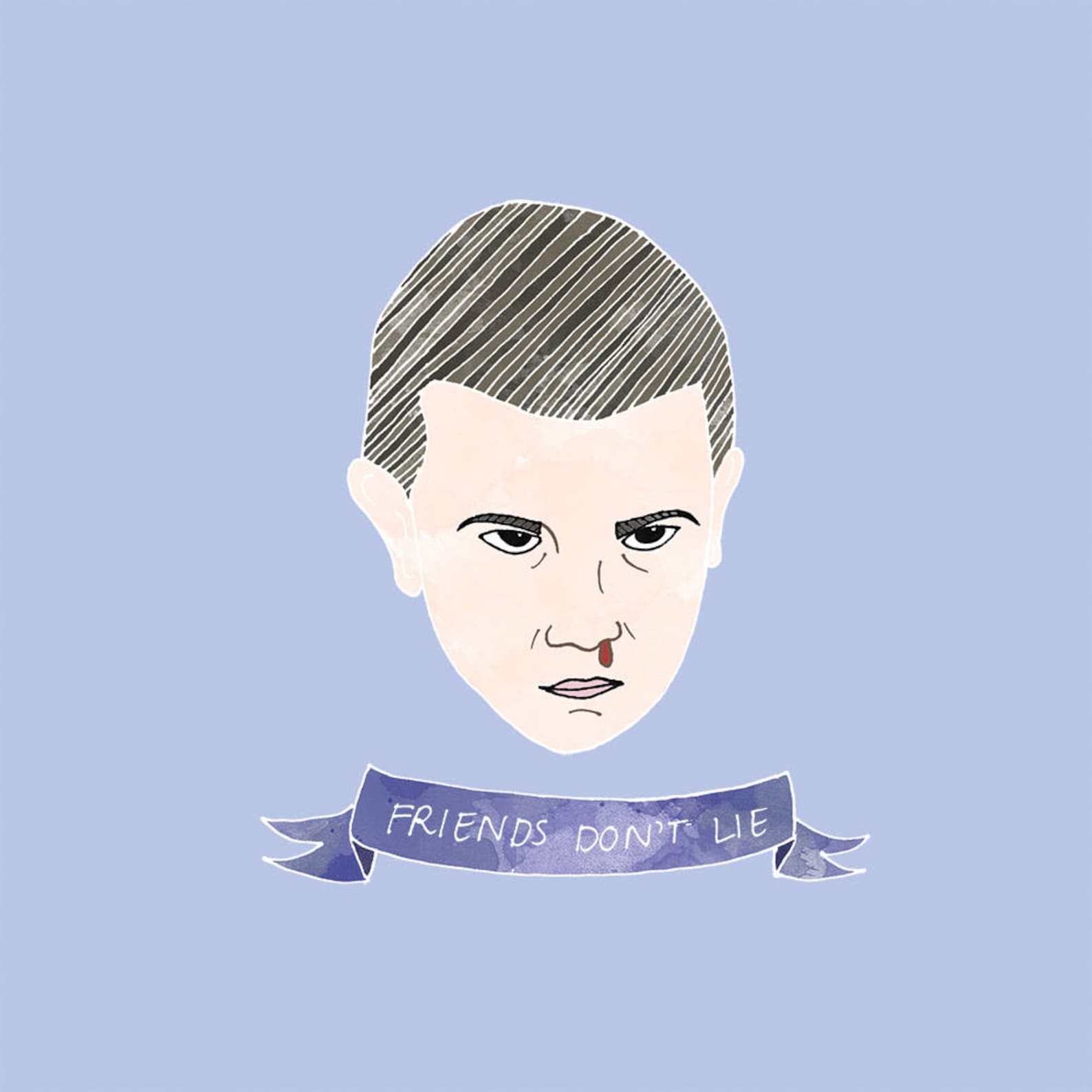 Eleven Stranger Things Print PRINTABLE WALL ART Illustrated Watercolour ...