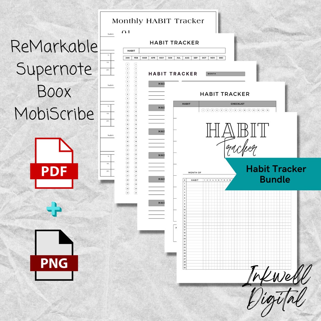 Undated Habit Tracker Bundle for Supernote, Remarkable 2, Boox, Kindle ...